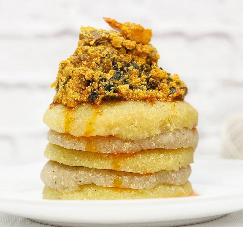 How to prepare 'eba' topped with 'egusi' soup | Pulse Ghana