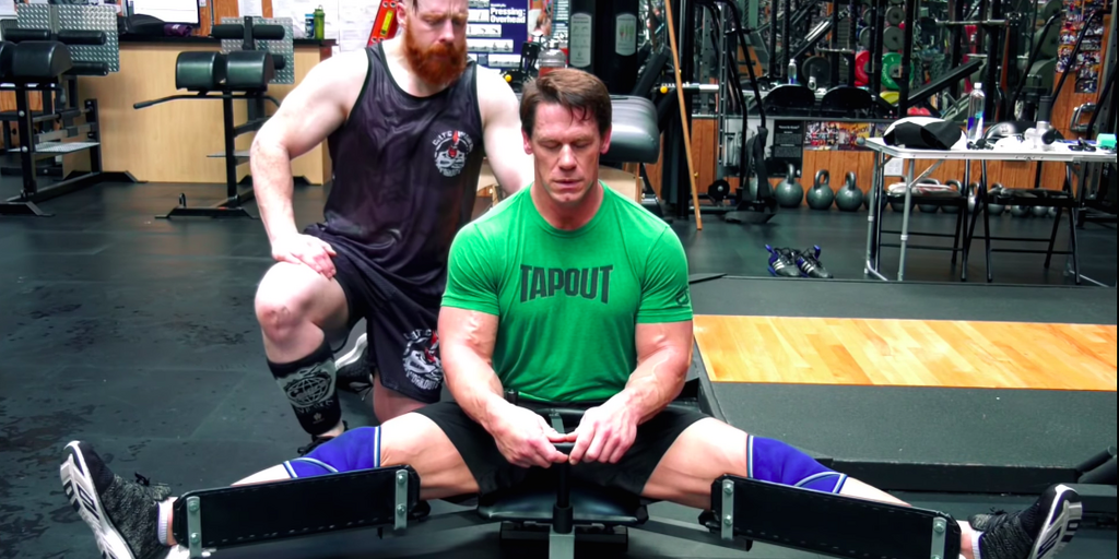 John Cena Demonstrates How to Use the 'Van Damme' Split Machine During ...