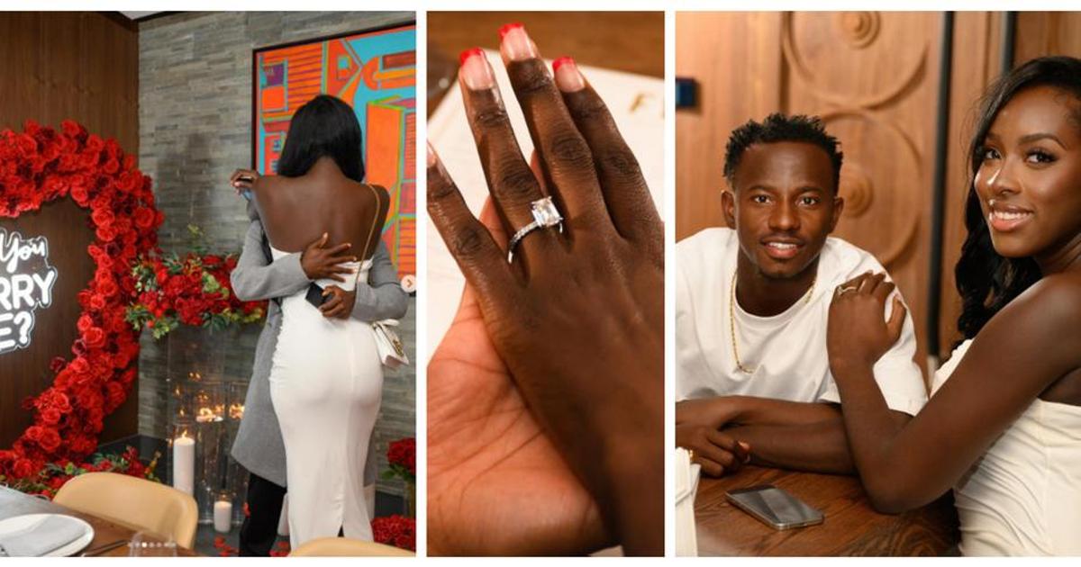 Photos: Black Stars player Yaw Yeboah proposes to girlfriend Gifty ...