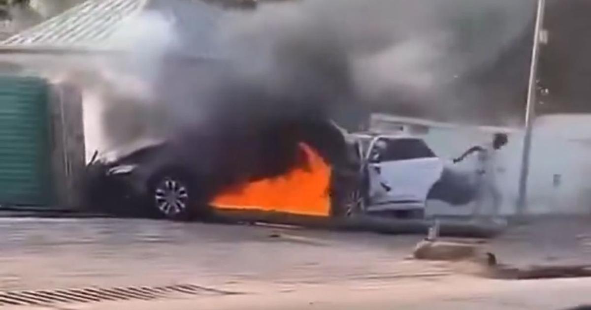 Shocking moment victim walked out of burning car from East Legon fatal ...