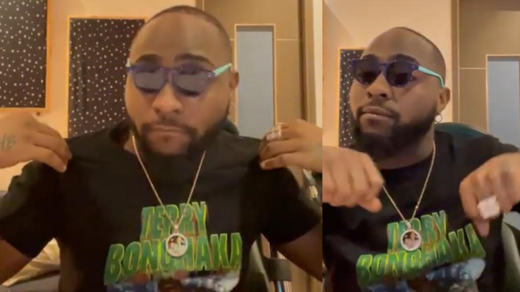 Davido pays homage to Terry Bonchaka with branded T-Shirt (VIDEO ...
