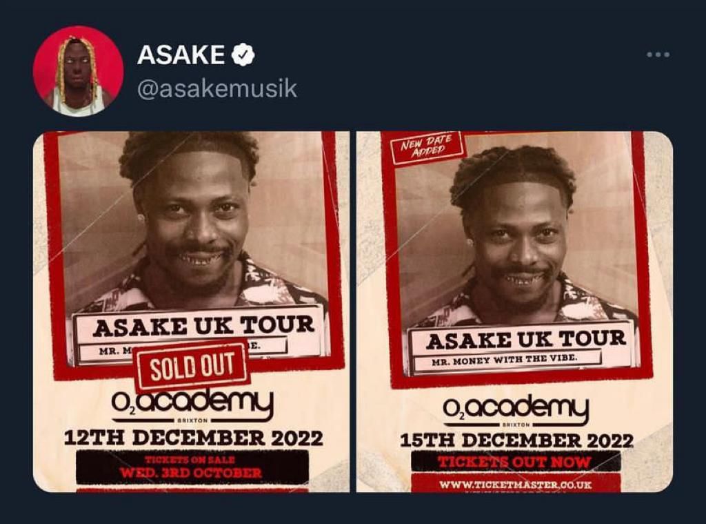 Asake sells out second London O2 show in minutes, drops date for third ...
