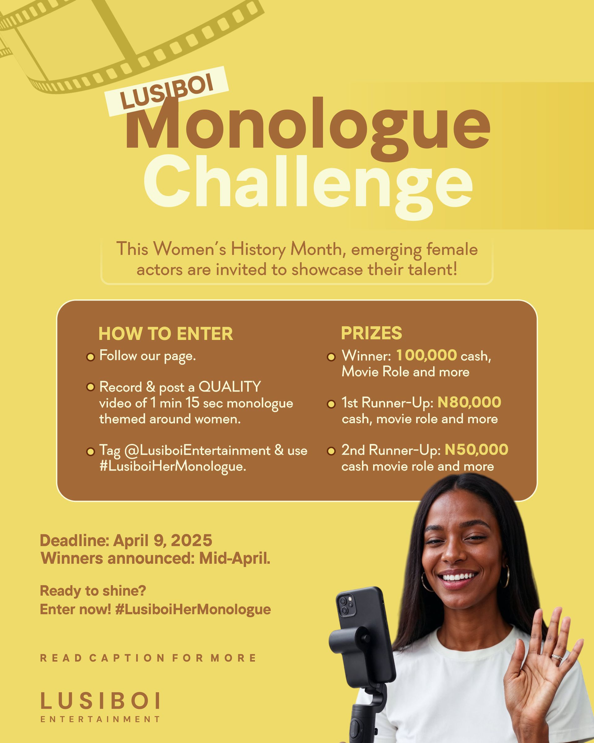 Lusiboi Entertainment launches Monologue Challenge to Celebrate Women’s History Month | Pulse ...