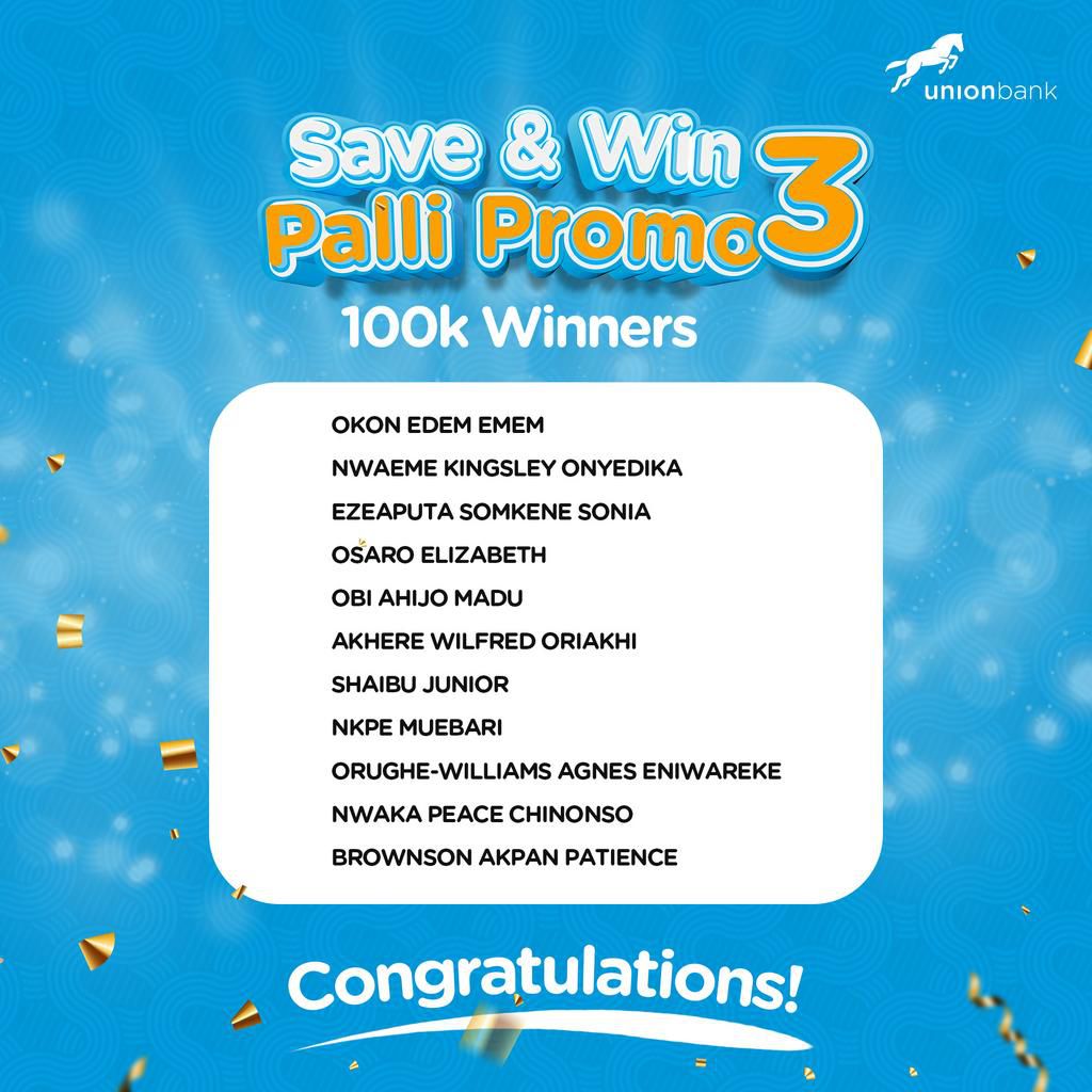 Union Bank rewards 1st set of winners as Save and Win Palli promo 3 ...
