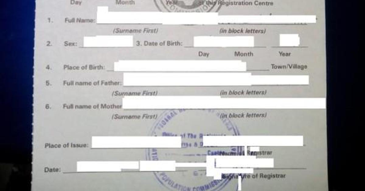 No birth certificates for persons over 18 yrs, attestation of birth ...