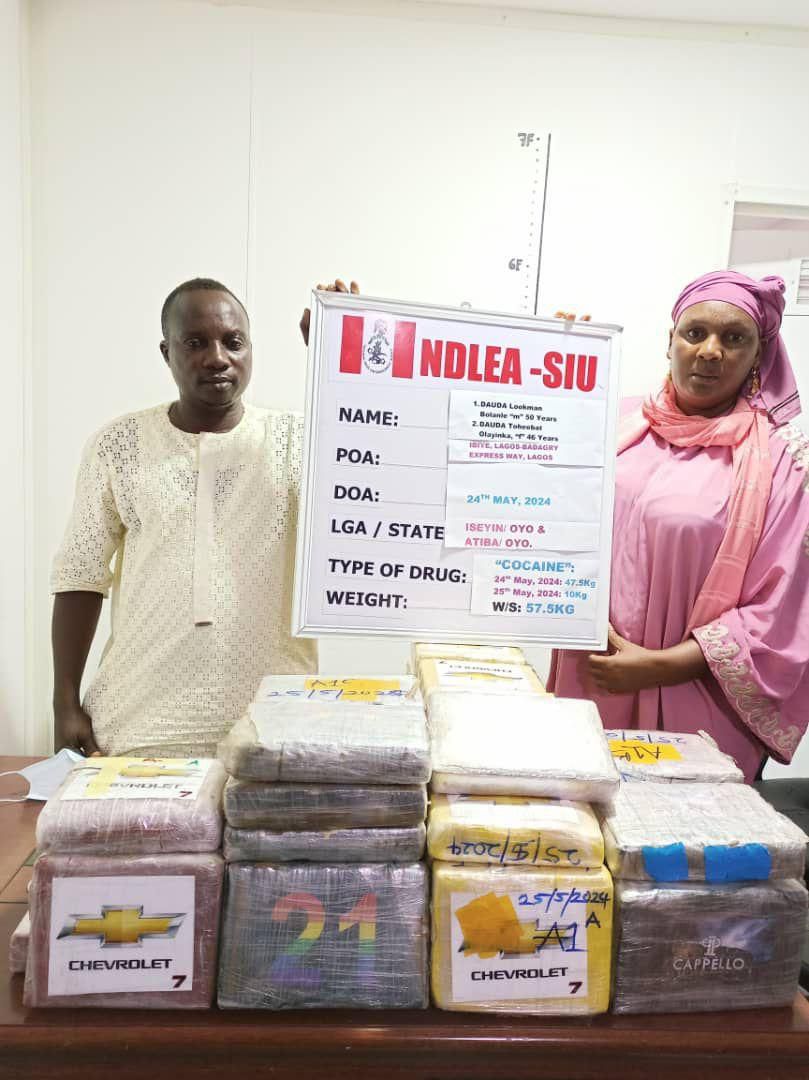 NDLEA busts cocaine trafficking couple, seizes multi-billion-naira ...